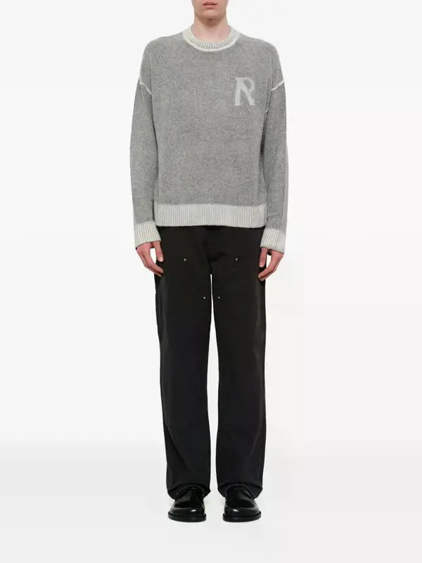 REPRESENT Logo Jacquard Knit Crew Neck Sweater