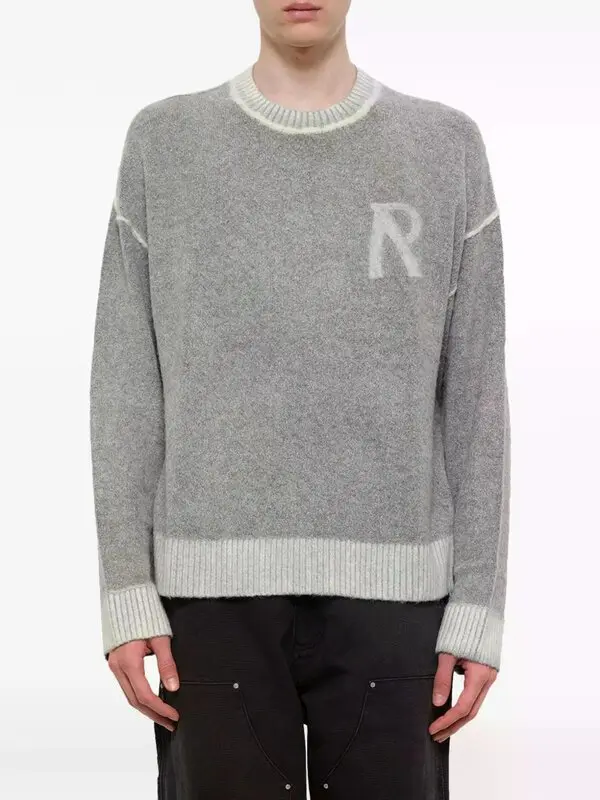 REPRESENT Logo Jacquard Knit Crew Neck Sweater