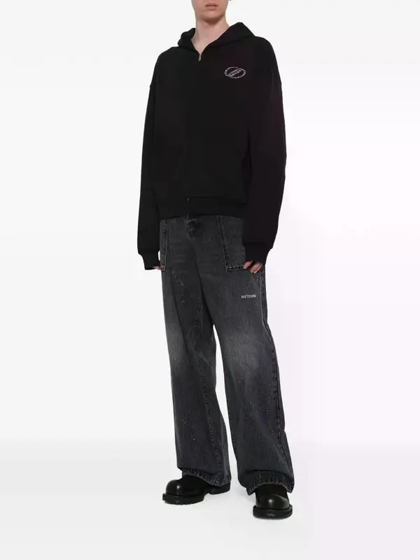 We11Done Zip-up Hoodie With Rhinestone Logo