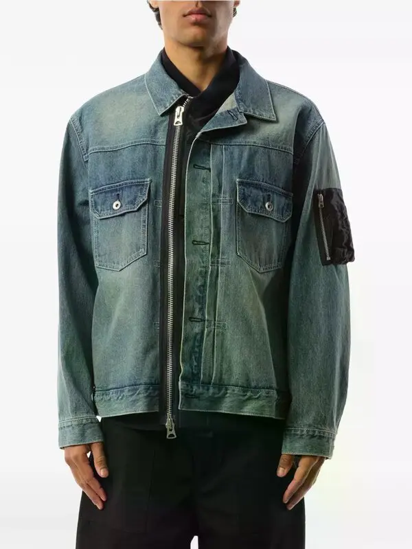 Sacai Panelled Denim Jacket - Blue