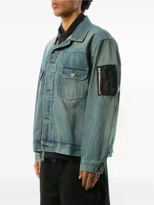 Sacai Panelled Denim Jacket - Blue