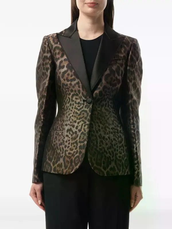 LANVIN Leopard Print Peak Lapel Blazer