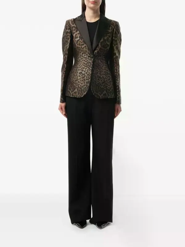 LANVIN Leopard Print Peak Lapel Blazer
