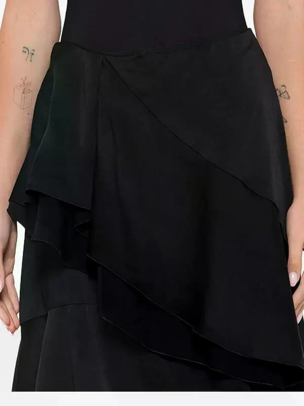 LANVIN Ruffled Asymmetric Midi Skirt - Black