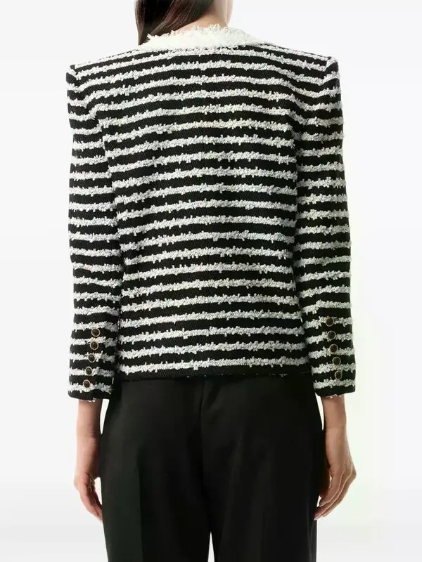 Balmain Striped Tweed Jacket - Black