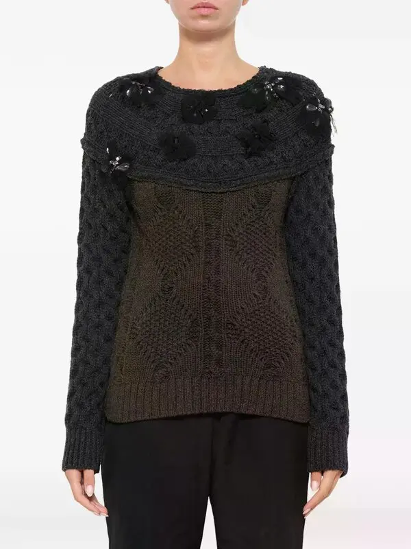 LANVIN Embroidered Cable-knit Sweater