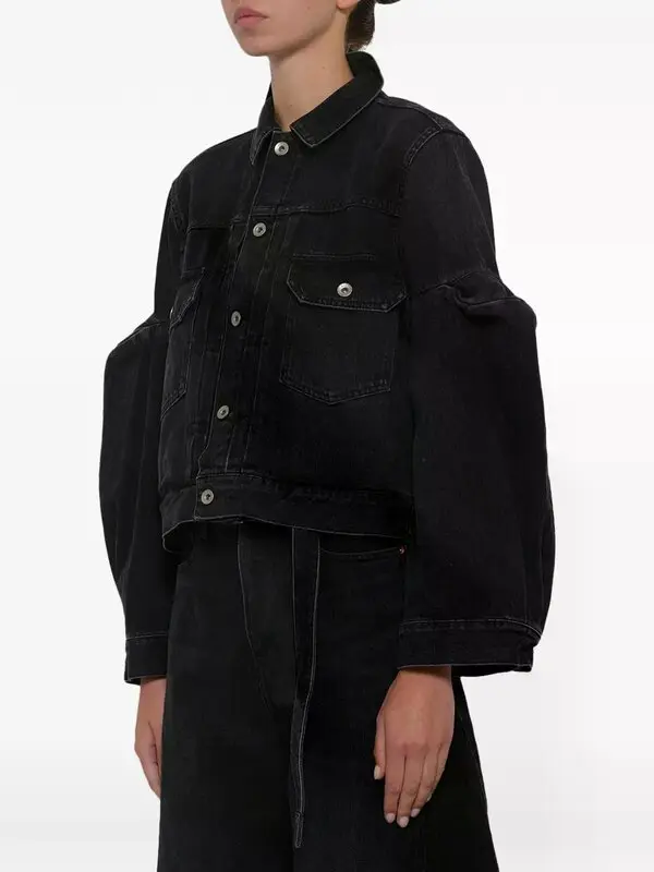 Sacai Puff-sleeve Denim Jacket - Black