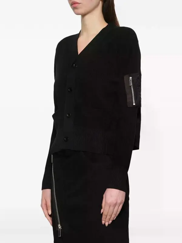 Sacai Panelled V-neck Cardigan - Black