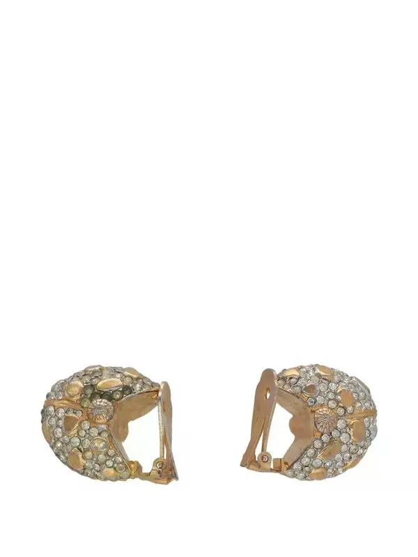 KENNETH JAY LANE Tone Crystal Embellished Shell Clip-on Earrings
