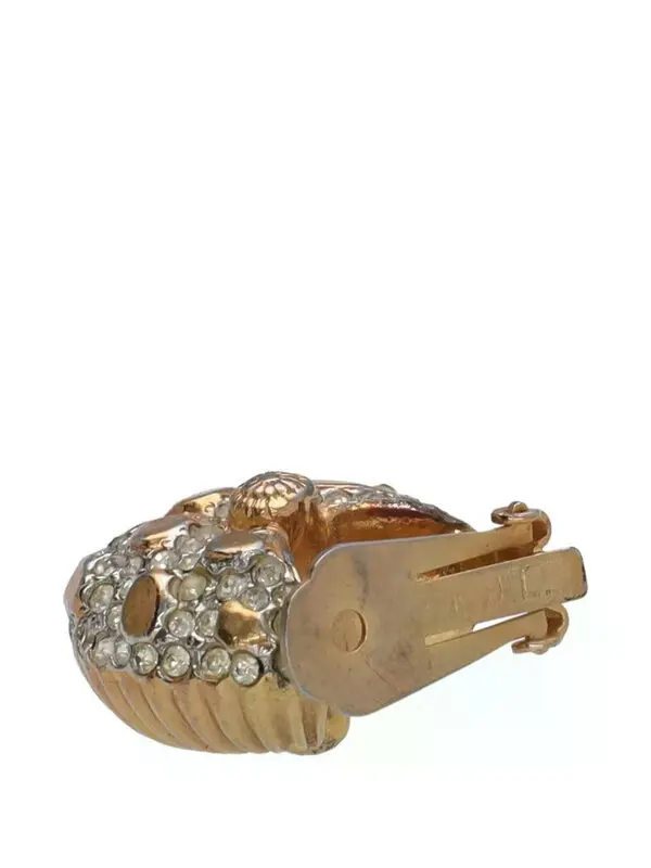 KENNETH JAY LANE Tone Crystal Embellished Shell Clip-on Earrings