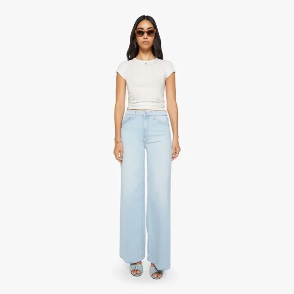 MOTHER The Ditcher Roller Zip Skimp Wide Leg Jeans - Blue