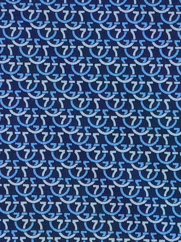FERRAGAMO Gancini Print Silk Tie - Blue