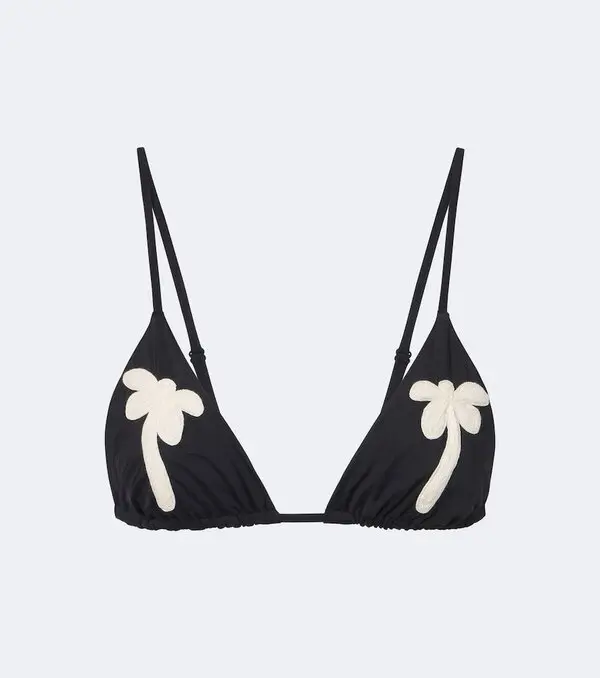 Johanna Ortiz Embroidered Bikini Top - Black