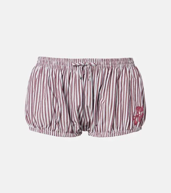 Attico Striped Cotton Shorts - Burgundy