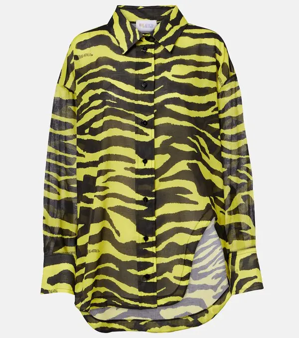 Attico Cotton Muslin Animal Print Shirt - Yellow