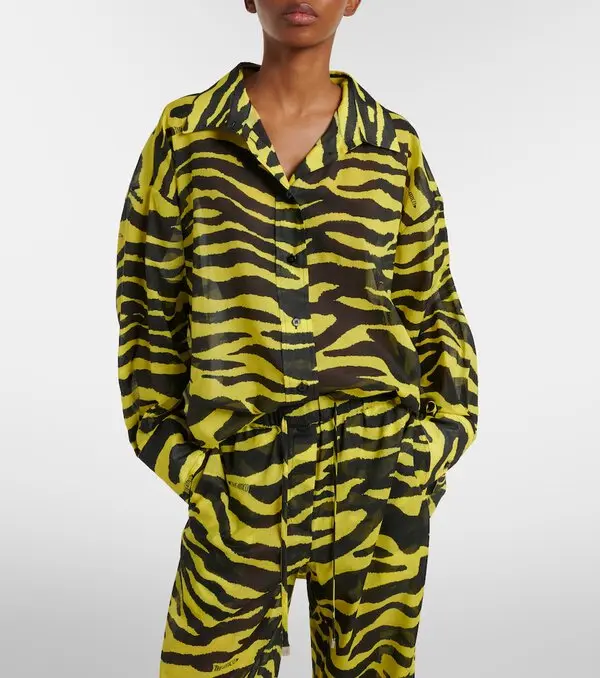 Attico Cotton Muslin Animal Print Shirt