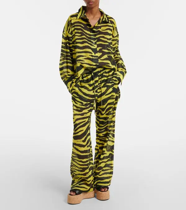 Attico Cotton Muslin Animal Print Shirt