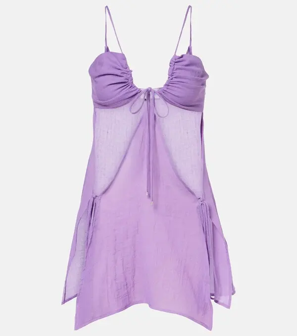 Attico Cutout Cotton Muslin Minidress - Purple