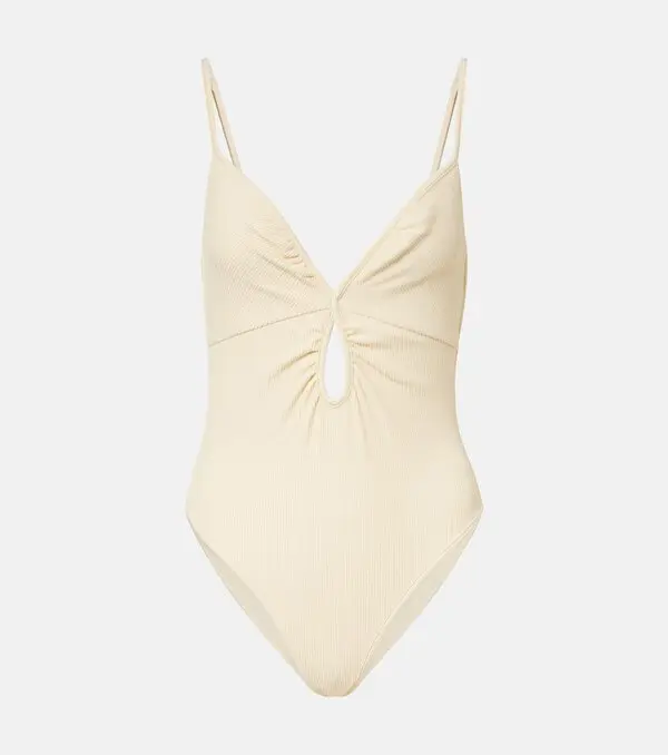 Johanna Ortiz Gathered Swimsuit With Cutout Detail - White
