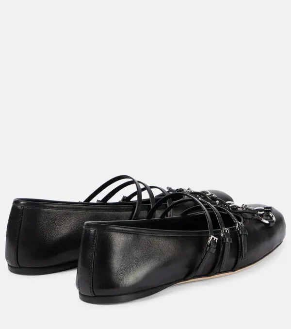 Gucci Horsebit Leather Ballet Flats - Black