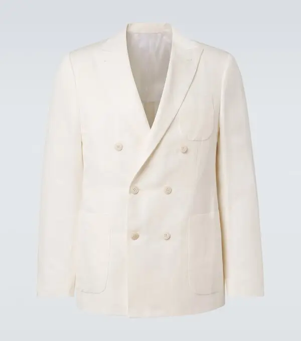Canali Kei Linen And Silk Suit Jacket - White