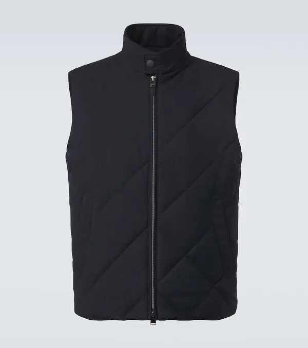 Canali Quilted Puffer Vest - Blue