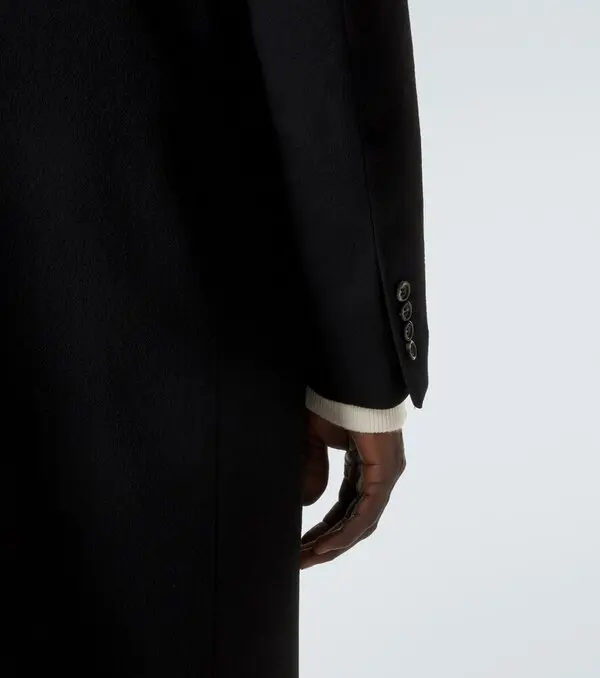 Canali Double-breasted Wool And Cashmere Coat - Black