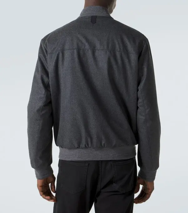 Canali Dark Wool Bomber Jacket