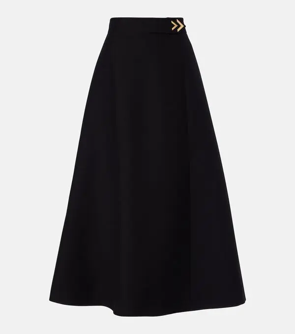 Valentino Garavani Vgold Crepe Couture Midi Skirt - Black