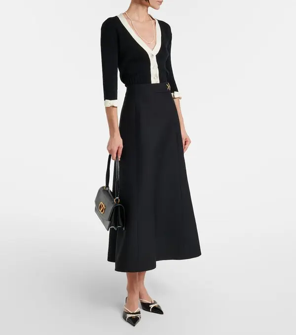 Valentino Garavani Vgold Crepe Couture Midi Skirt - Black