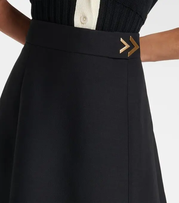 Valentino Garavani Vgold Crepe Couture Midi Skirt - Black