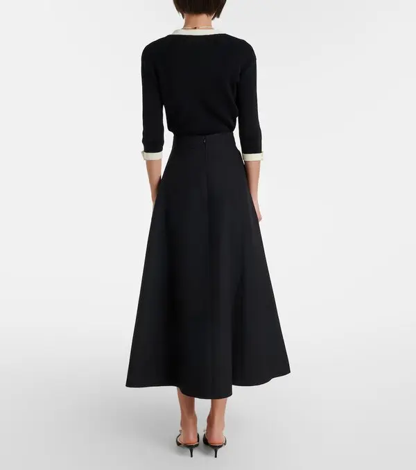 Valentino Garavani Vgold Crepe Couture Midi Skirt - Black