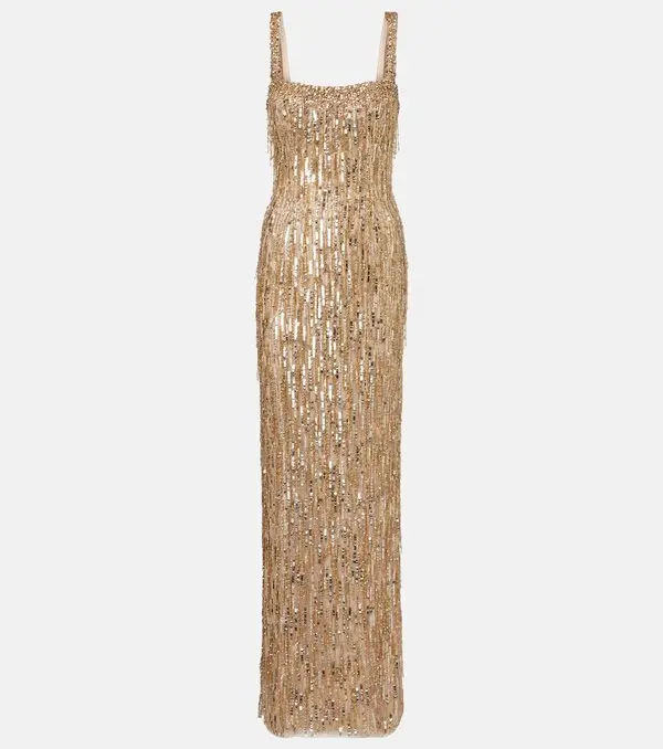 Jenny Packham Fleur Sequin Gown - Gold