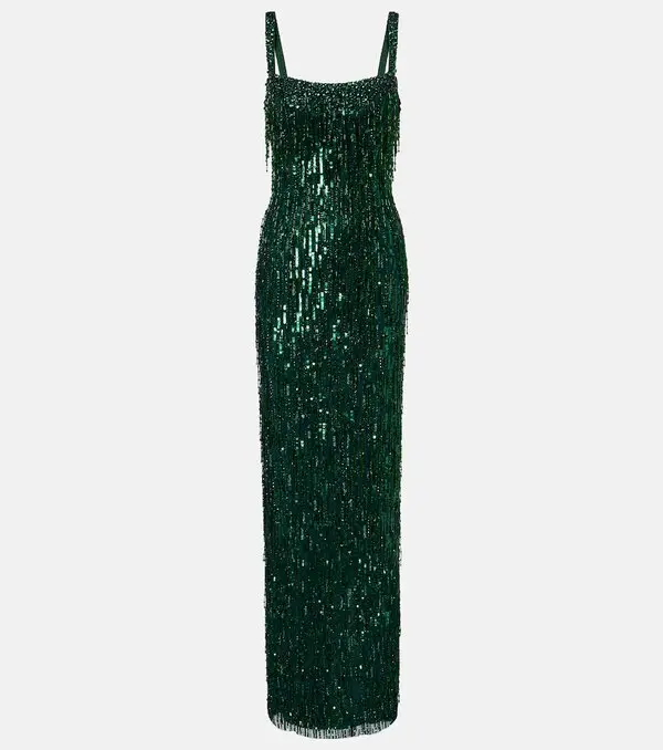 Jenny Packham Fleur Sequin Gown - Green