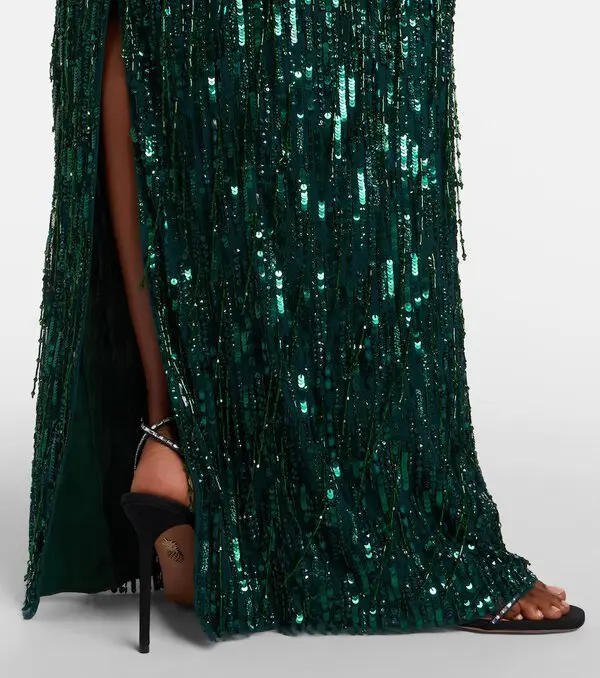 Jenny Packham Fleur Sequin Gown - Green
