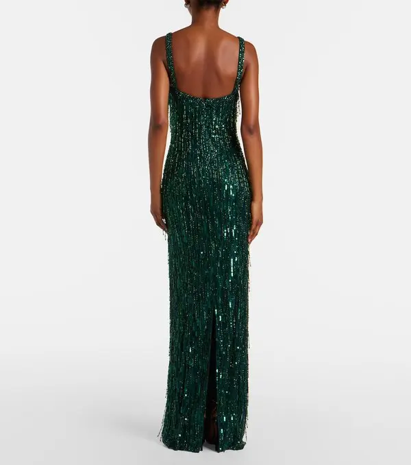 Jenny Packham Fleur Sequin Gown - Green