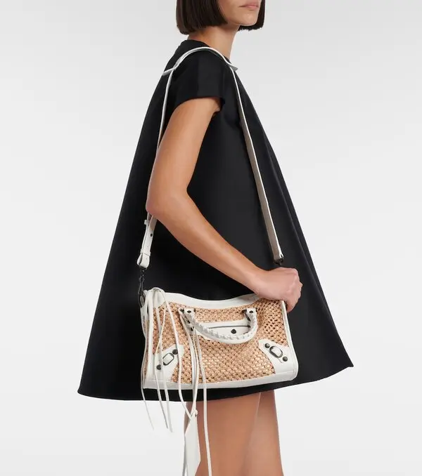Balenciaga Le City Small Raffia Shoulder Bag