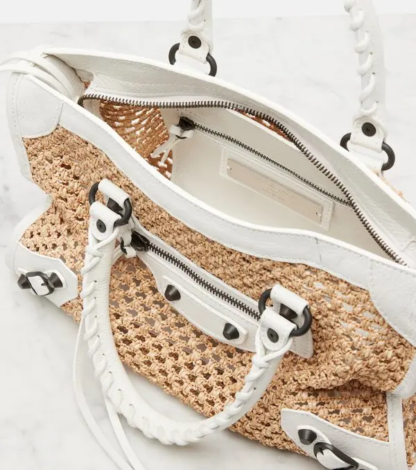 Balenciaga Le City Small Raffia Shoulder Bag