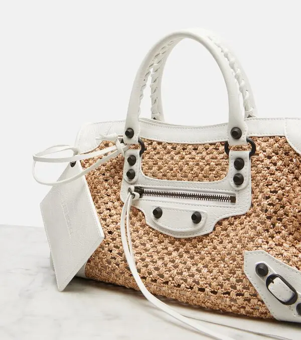 Balenciaga Le City Small Raffia Shoulder Bag
