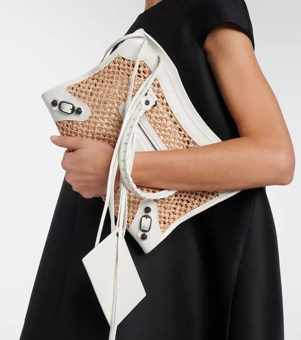Balenciaga Le City Small Raffia Shoulder Bag