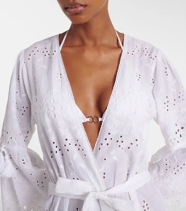 Melissa Odabash Talitha Broderie Anglaise Belted Cotton Kaftan