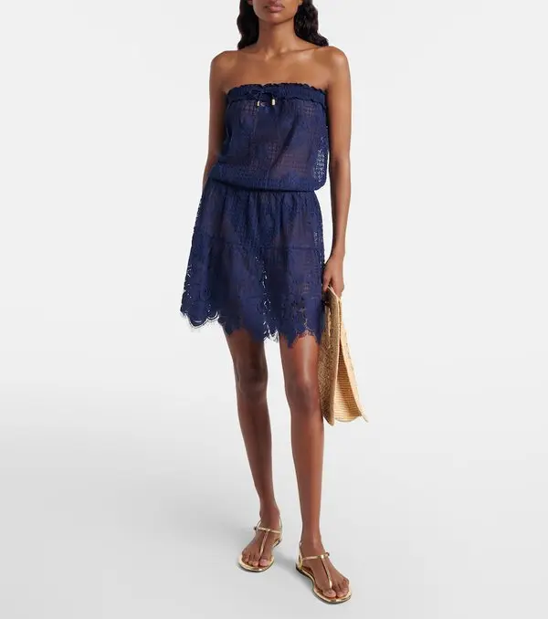 Melissa Odabash Isla Cotton-blend Lace Romper