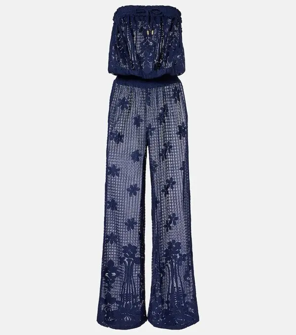 Melissa Odabash Viv Hs Cotton-blend Lace Romper - Blue