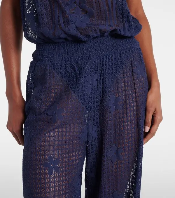 Melissa Odabash Viv Hs Cotton-blend Lace Romper - Blue
