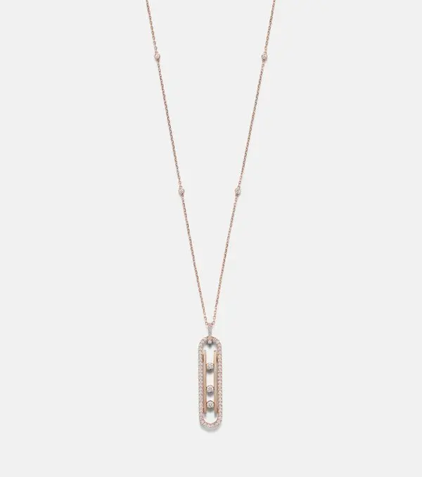 Messika Move 10th 18kt Rose Diamond Pendant Necklace