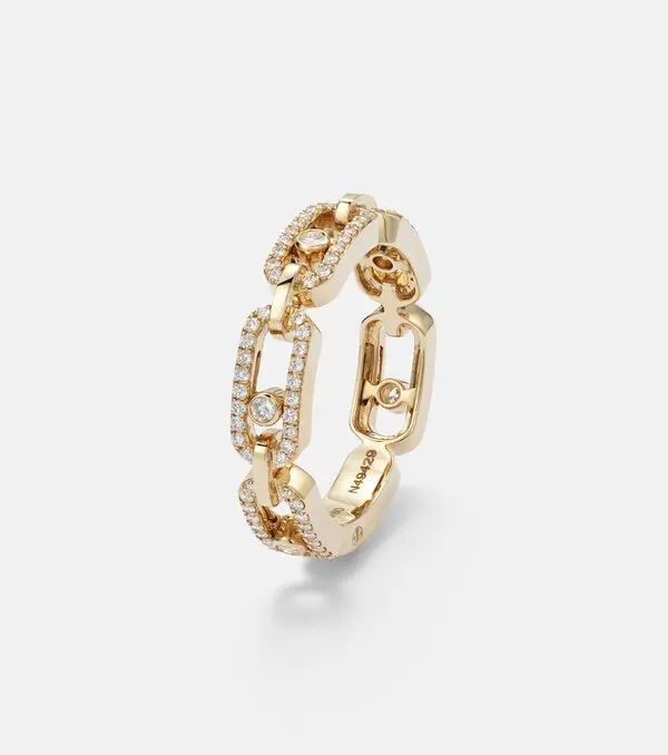 Messika Move Link 18kt Yellow Ring With Diamonds - Gold
