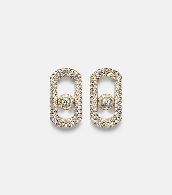 Messika So Move 18kt Yellow Gold Diamond Earrings - Silver