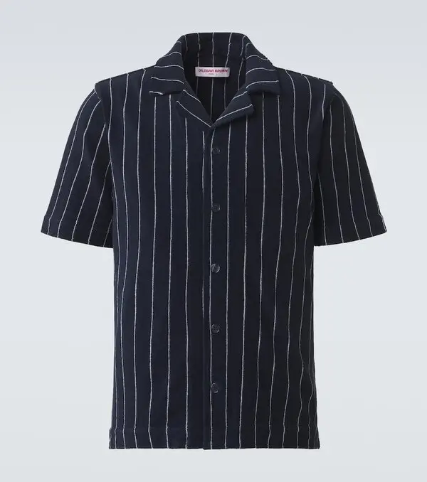 Orlebar Brown Hawkin Striped Cotton Terry Shirt - Blue