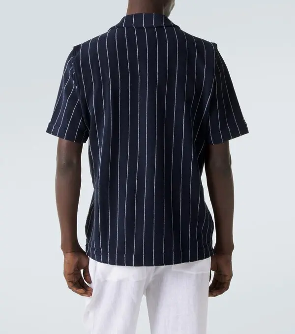 Orlebar Brown Hawkin Striped Cotton Terry Shirt - Blue