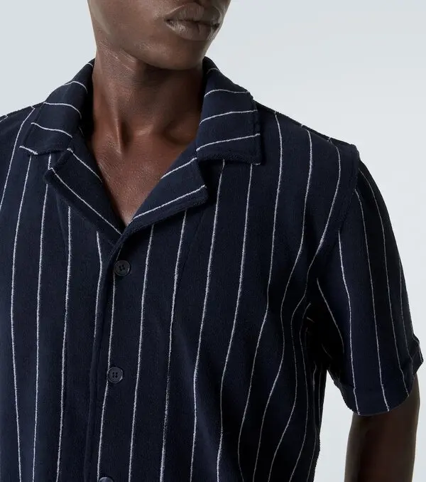 Orlebar Brown Hawkin Striped Cotton Terry Shirt - Blue